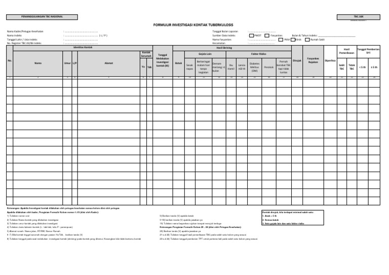 Formulir Investigasi Kontak TBC | PDF