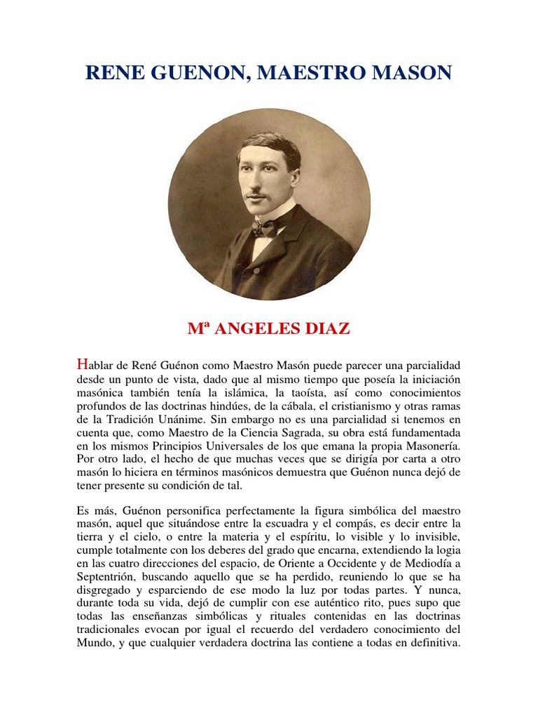 Rene Guenon Maestro Mason - M Angeles Diaz | PDF | Masonería | Los símbolos