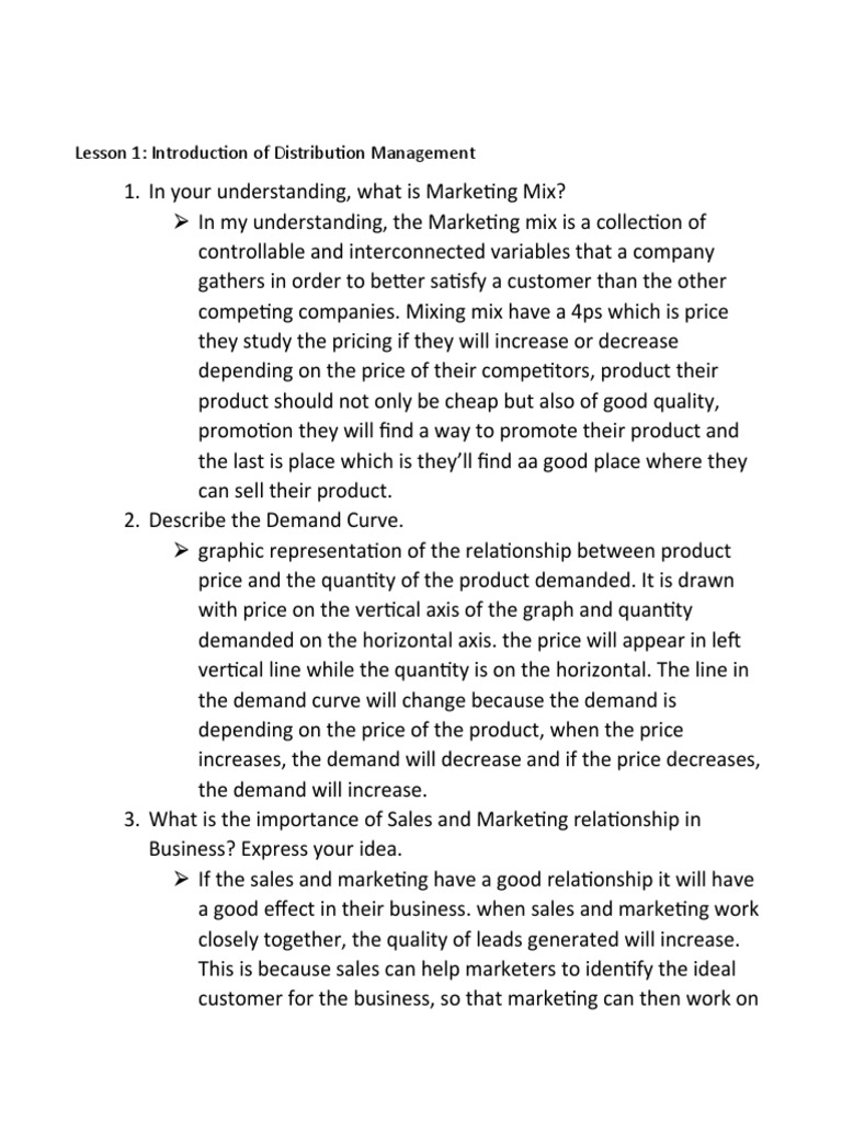 Lesson 1 Intro of Distribution Management | PDF