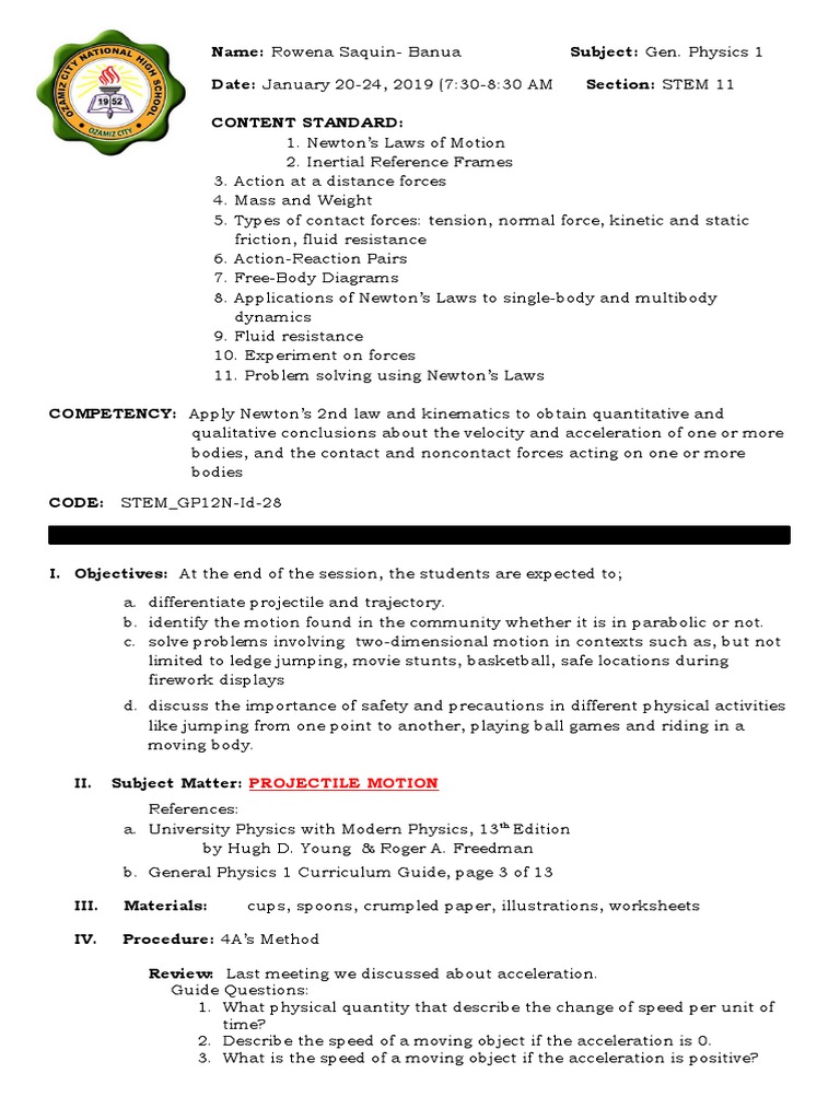 LP-SHS - Newton'S Law of Motion | PDF | Force | Newton's Laws Of Motion