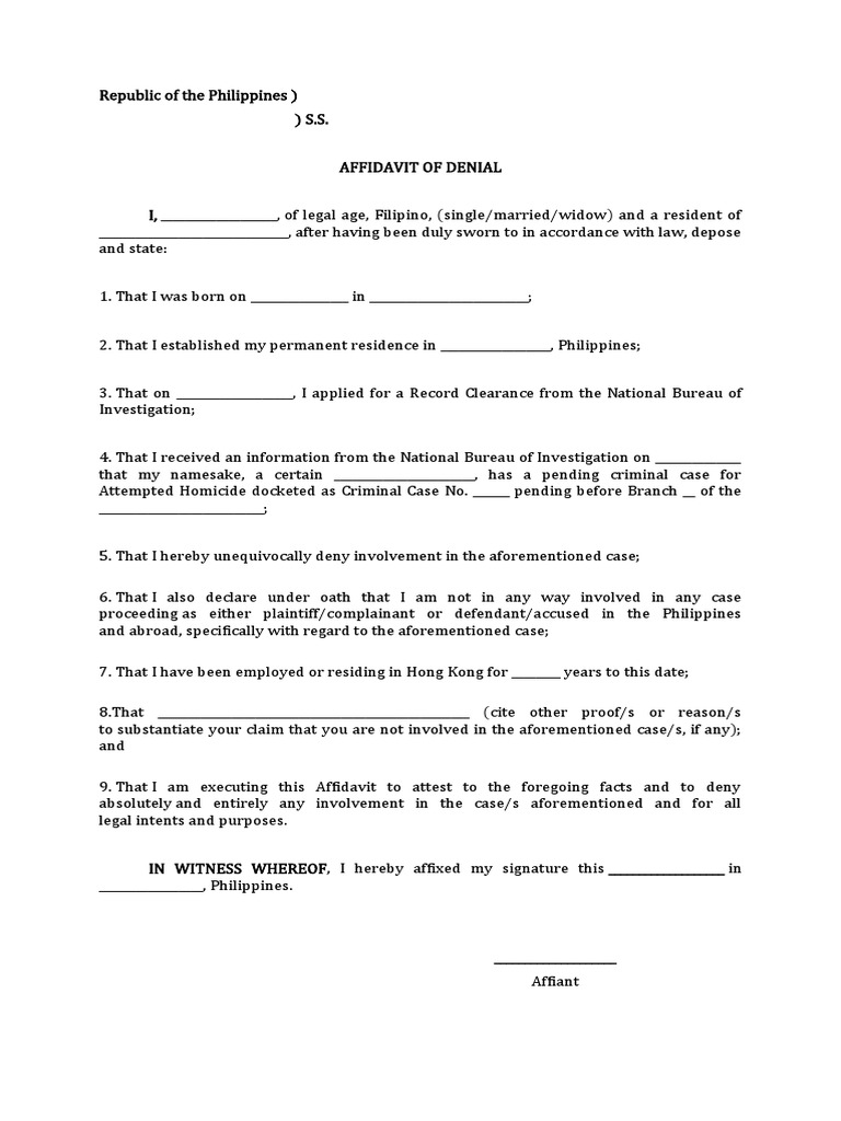 Affidavit of Denial | PDF
