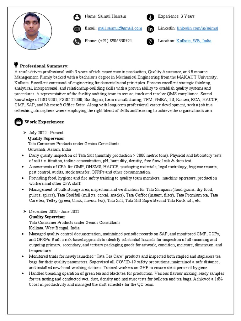 Saimul Hossain Resume | PDF | Business