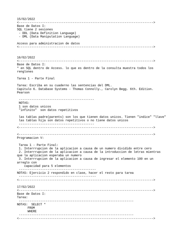Tetra 5 - Notas | PDF | SQL | Bases de datos