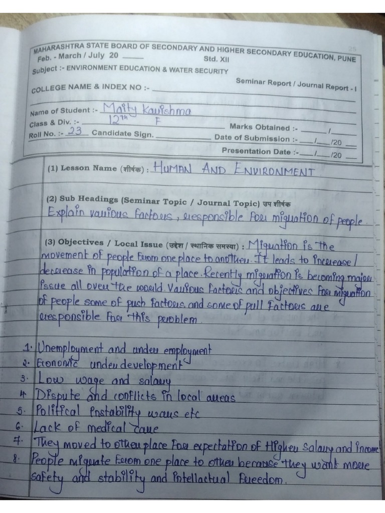 Evs Journal (Project) | PDF