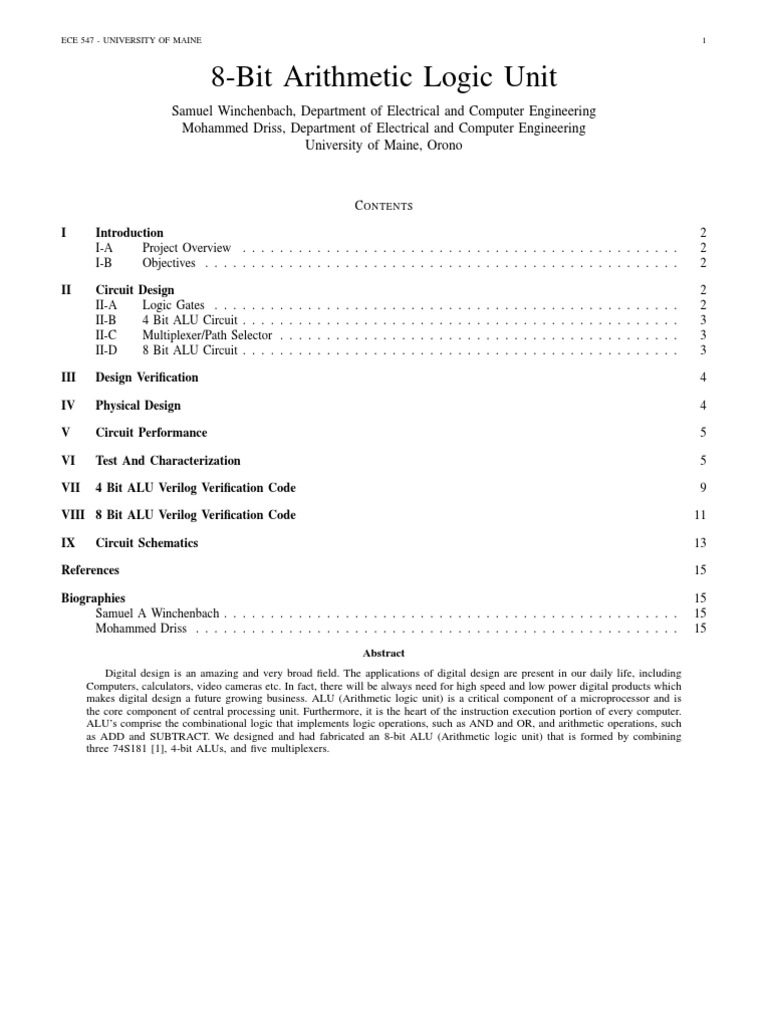 8-Bit Arithmetic Logic Unit | PDF | Logic Gate | Electronic Design