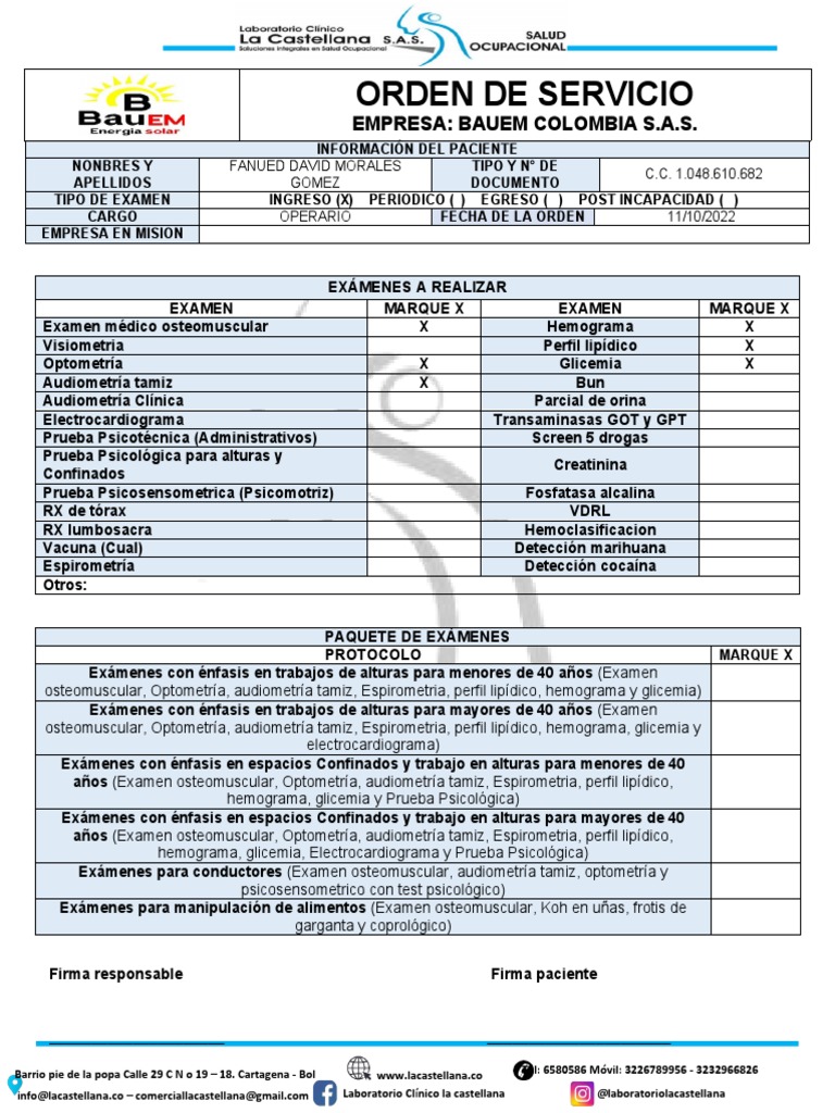 Formato Orden de Servicio | PDF | Especialidades Medicas | Cuidado de la salud