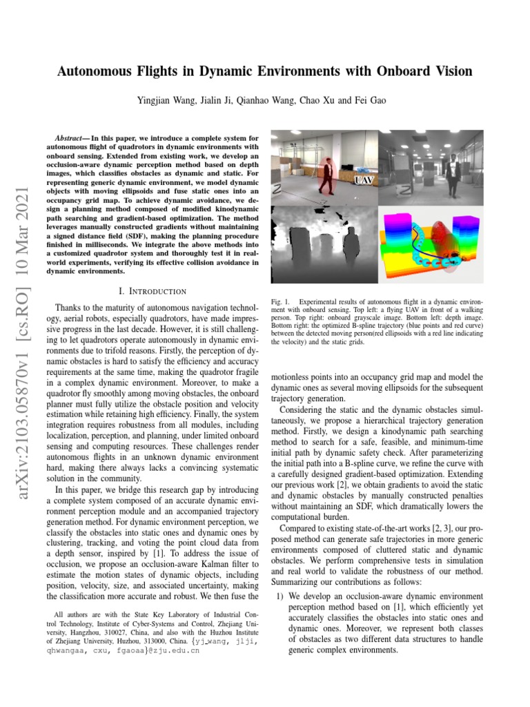Autonomous Flights In Dynamic Environments With Onboard Vision Pdf Unmanned Aerial Vehicle 7543