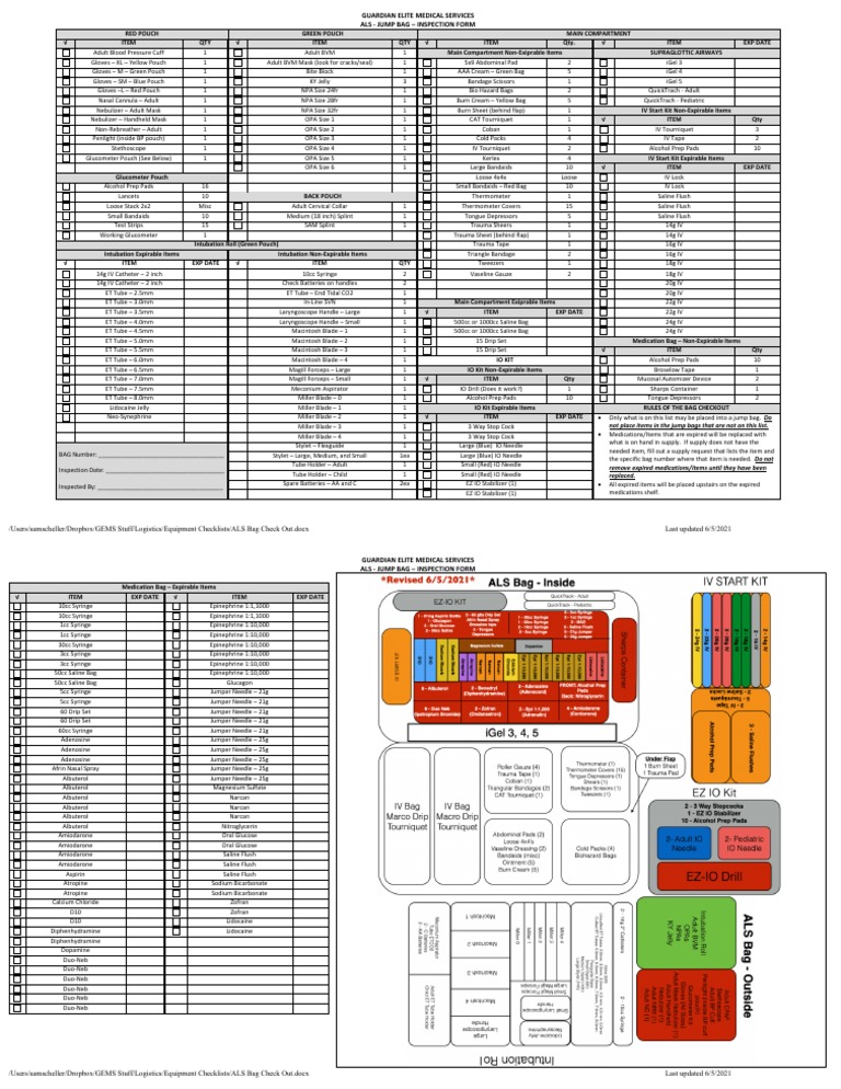 ALS Bag Checkout | PDF | Clinical Medicine | Equipment