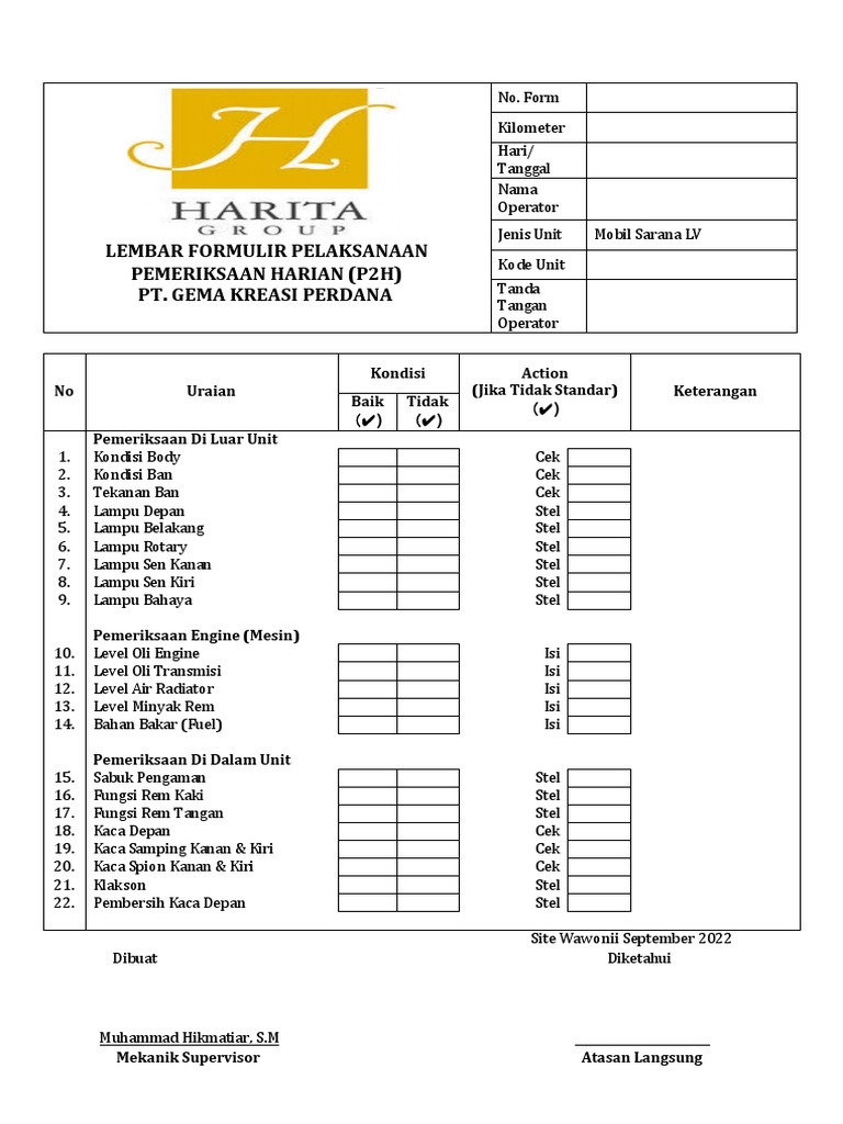 Tiar Form P2H LV | PDF