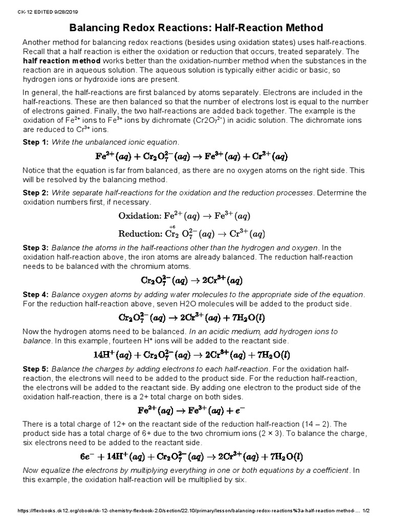 Balancing Redox Reactions Guide | PDF | Redox | Chemical Reactions