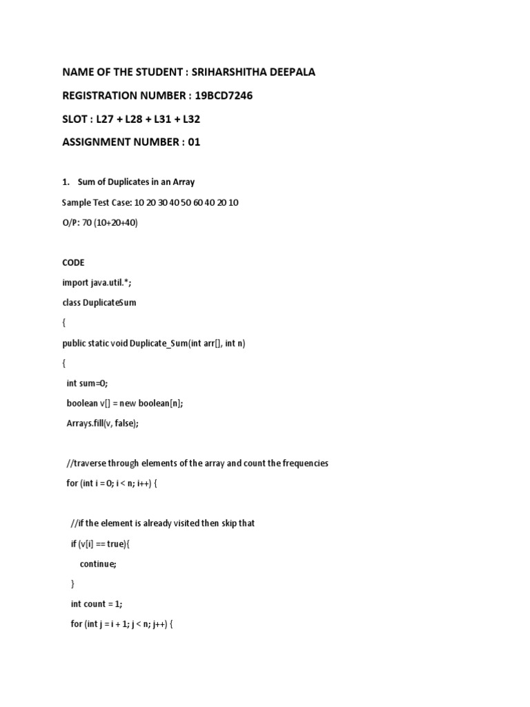 19bcd7246 Assignment2 L27+L28+L31+L32 | PDF | Computer Programming ...