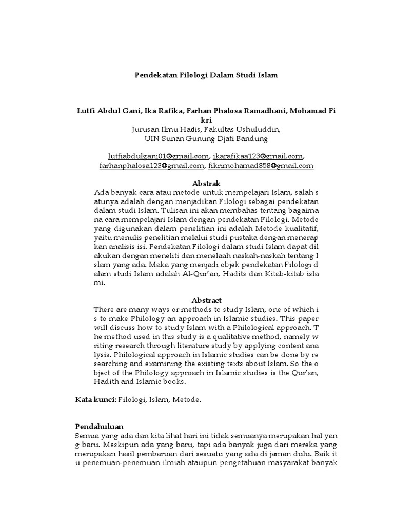 Pendekatan Filologi Dalam Studi Islam | PDF | Ilmu Sosial