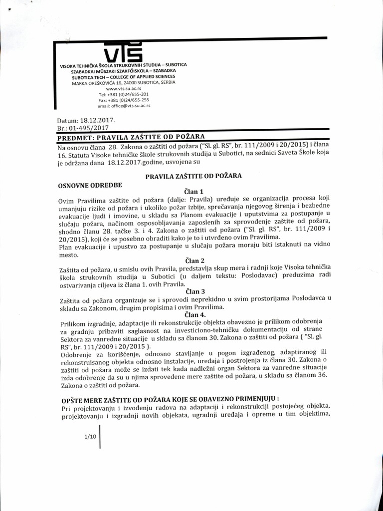 Pravila Zastite Od Pozara | PDF