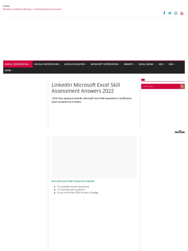 WWW - Certificateland - Com - Linkedin Microsoft Excel Skill Assessment ...