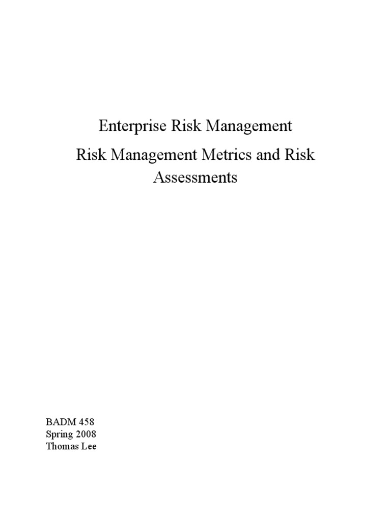 Enterprise Risk Management Risk Management Metrics and Risk | PDF ...