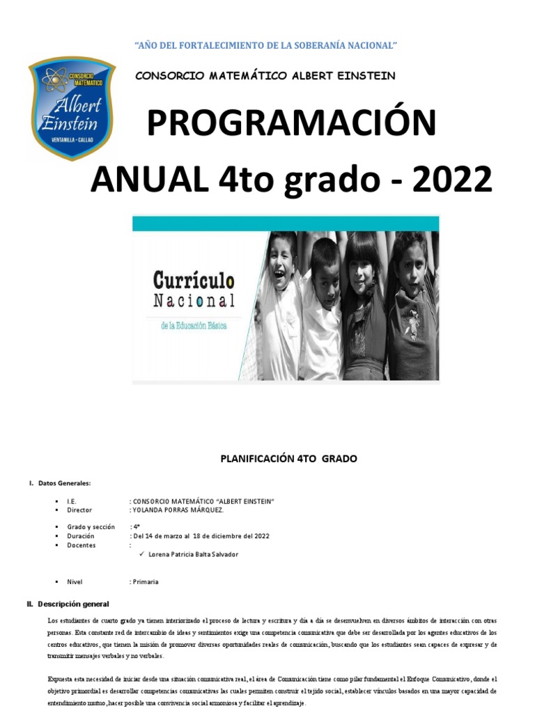 PROGRAMACION 001 ANUAL 4to Grado | PDF | Método científico | Números