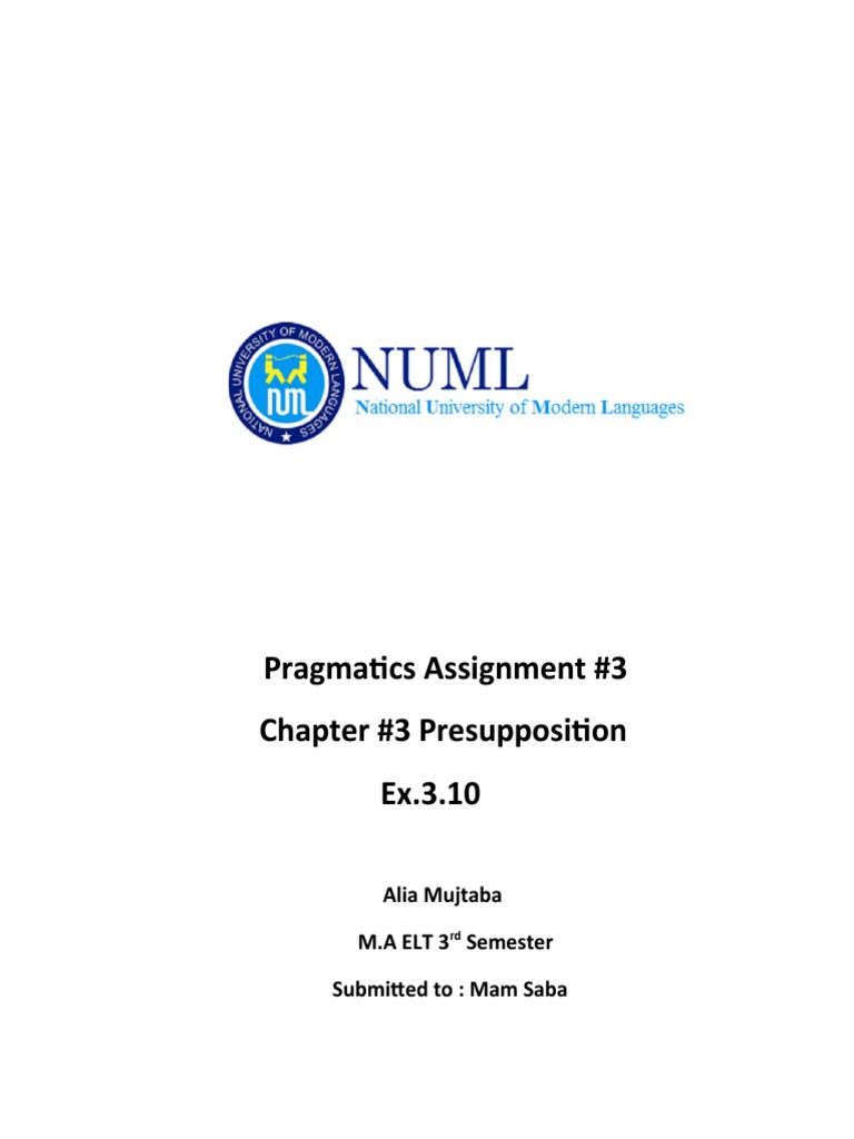 Pragmatics Assignment - Chapter #3 | PDF