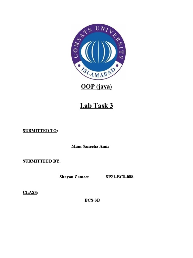 Lab Task 3 Oop | PDF | Constructor (Object Oriented Programming ... Lab Task 3 Oop | PDF | Constructor (Object Oriented Programming ...