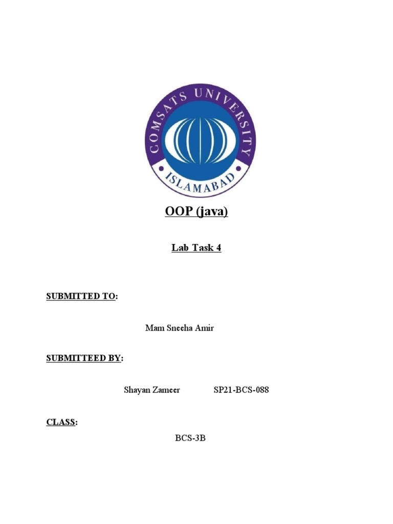 Lab Task 4 Oop | Download Free PDF | Constructor (Object Oriented Programming) | Programming
