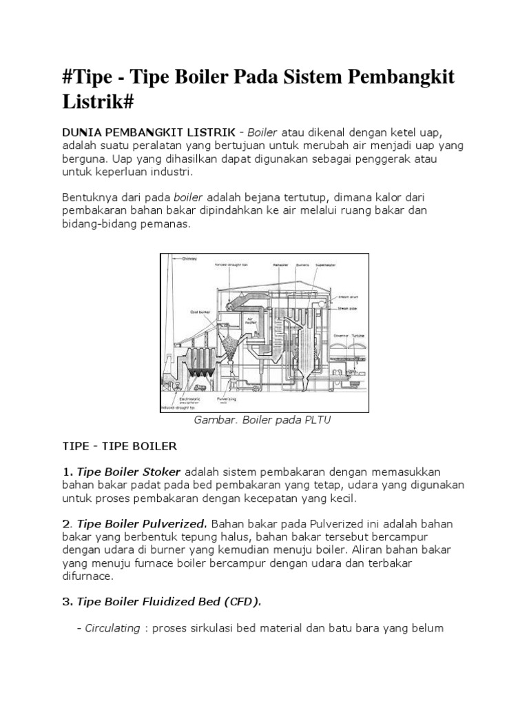 Tipe-Type Boiler Pada Sistem Pembangkit Listrik | PDF | Teknologi ...