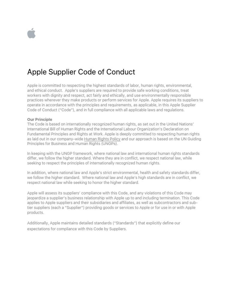 2021 Apple Code of Conduct | PDF | Occupational Safety And Health | Harassment