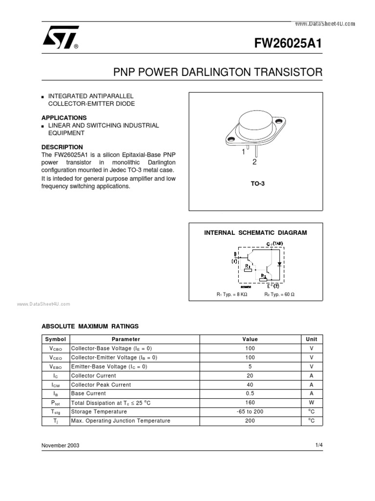 Fw26025a1 T1829-1 | PDF | Bipolar Junction Transistor | Manufactured Goods
