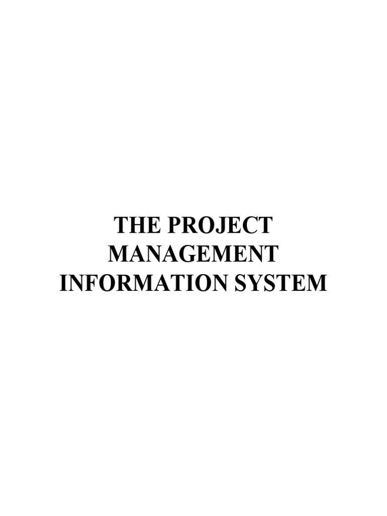 Project Management Information System Pdf Project Management Information System