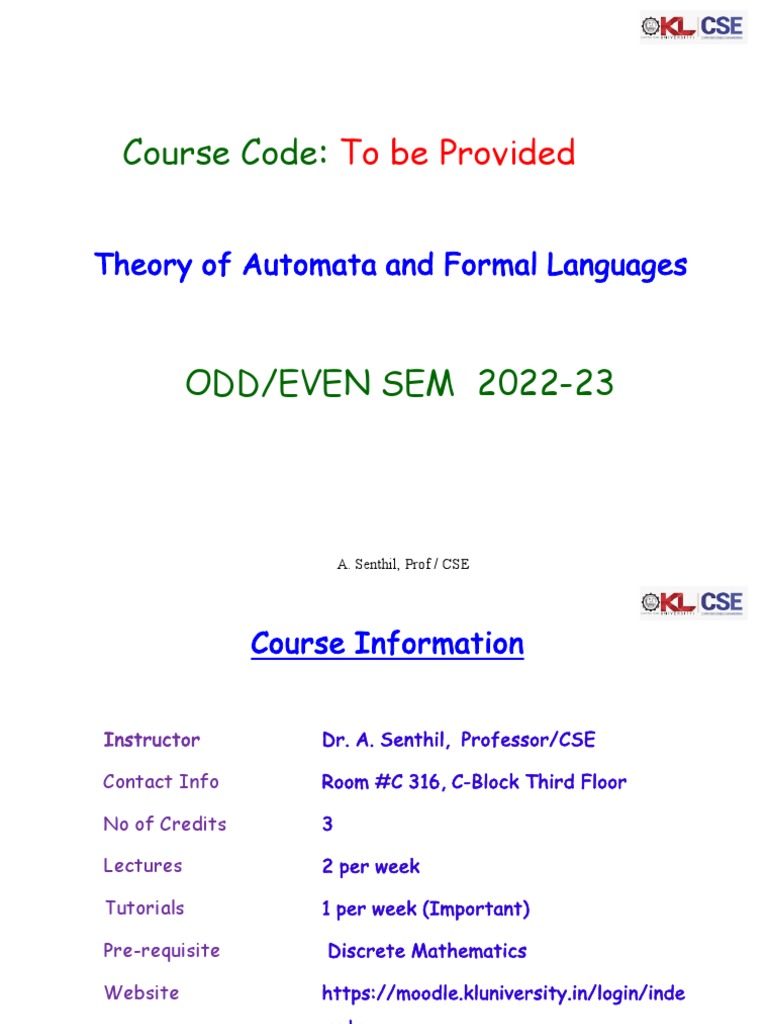 Atfl Lecture 1 Pdf Automata Theory Input Output