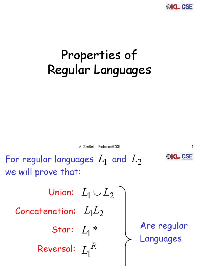 Properties And Closures Of Regular Languages An Introduction To Operations On Regular Languages
