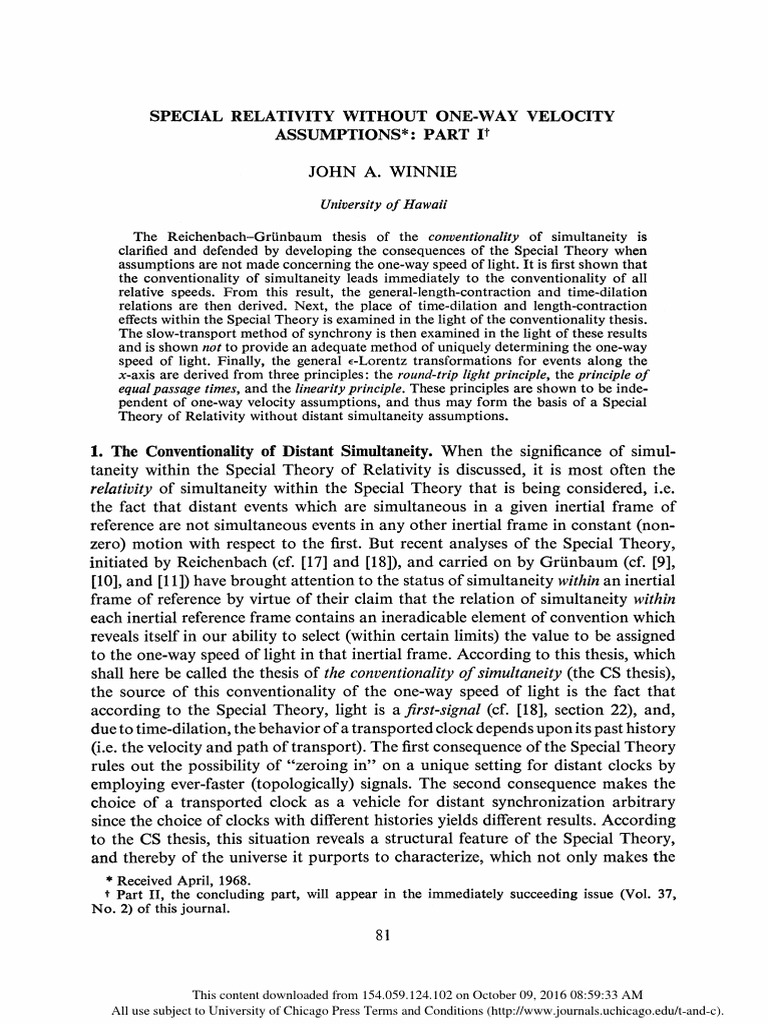 Special Relativity and Simultaneity Issues | PDF | Special Relativity ...