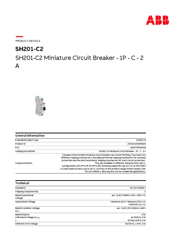 2CDS211001R0024 sh201 c2 | Download Free PDF | Electrical Components ...