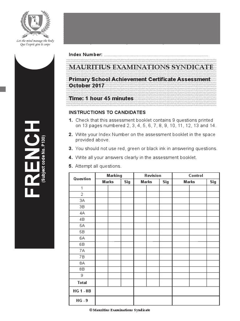 PSAC2017 Grade6 French | PDF