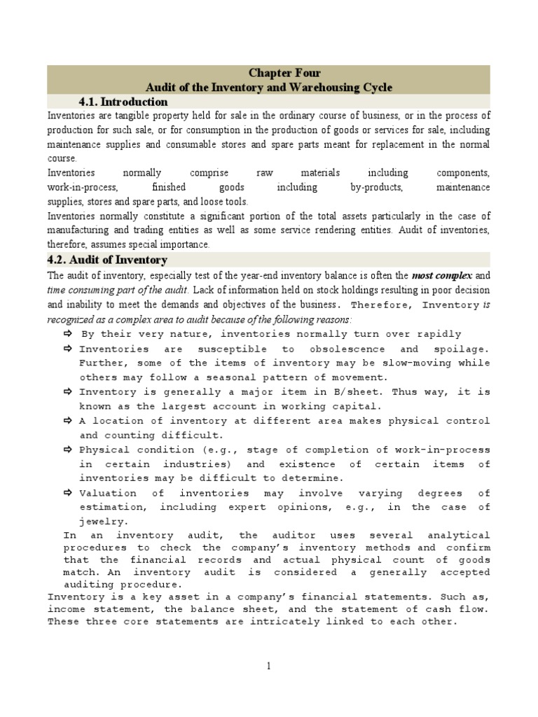 Chapter Four-Auditing II | PDF | Inventory | Audit