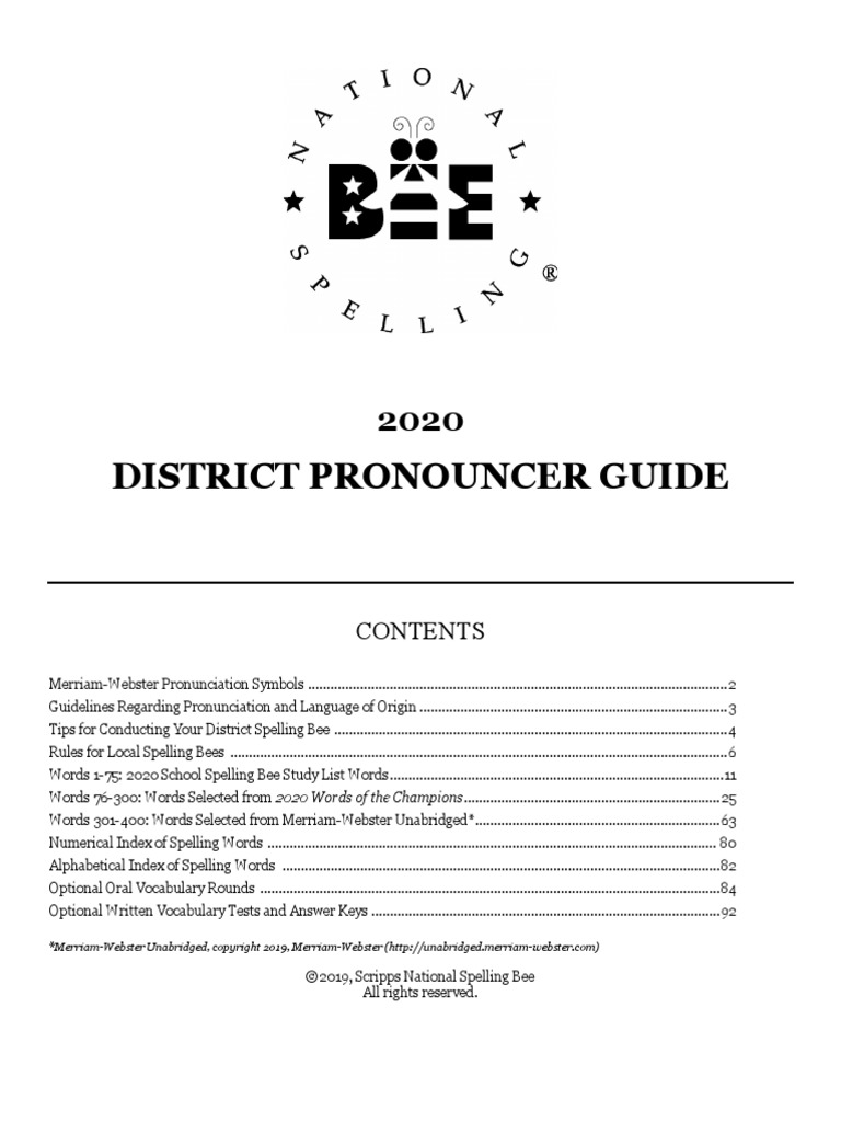 2020 Dist. Pronouncer's Guide | PDF | Cognition | Linguistics