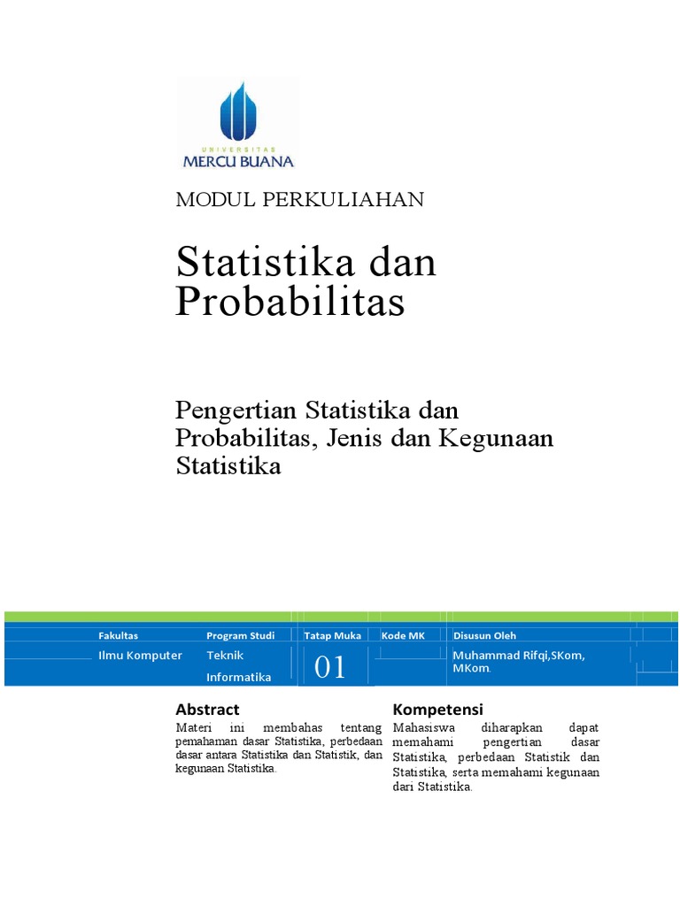 Modul Statistika dan Probabilitas | PDF | Komputer