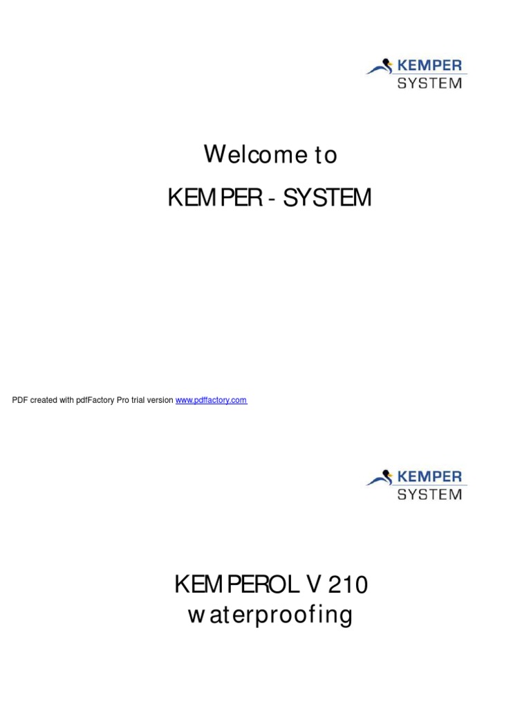 Kemperol V210 Waterproofing System Guide | PDF | Concrete | Manmade ...