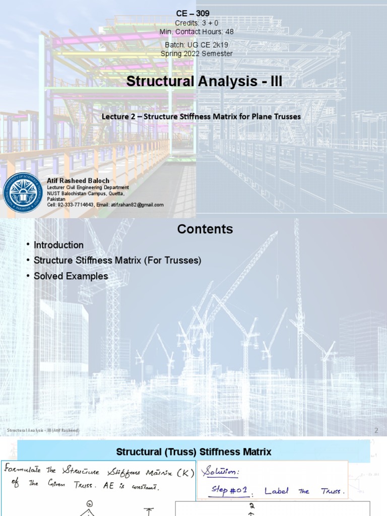 2 – Structure Stiffness Matrix for Plane Trusses | PDF | Structural Analysis | Civil Engineering