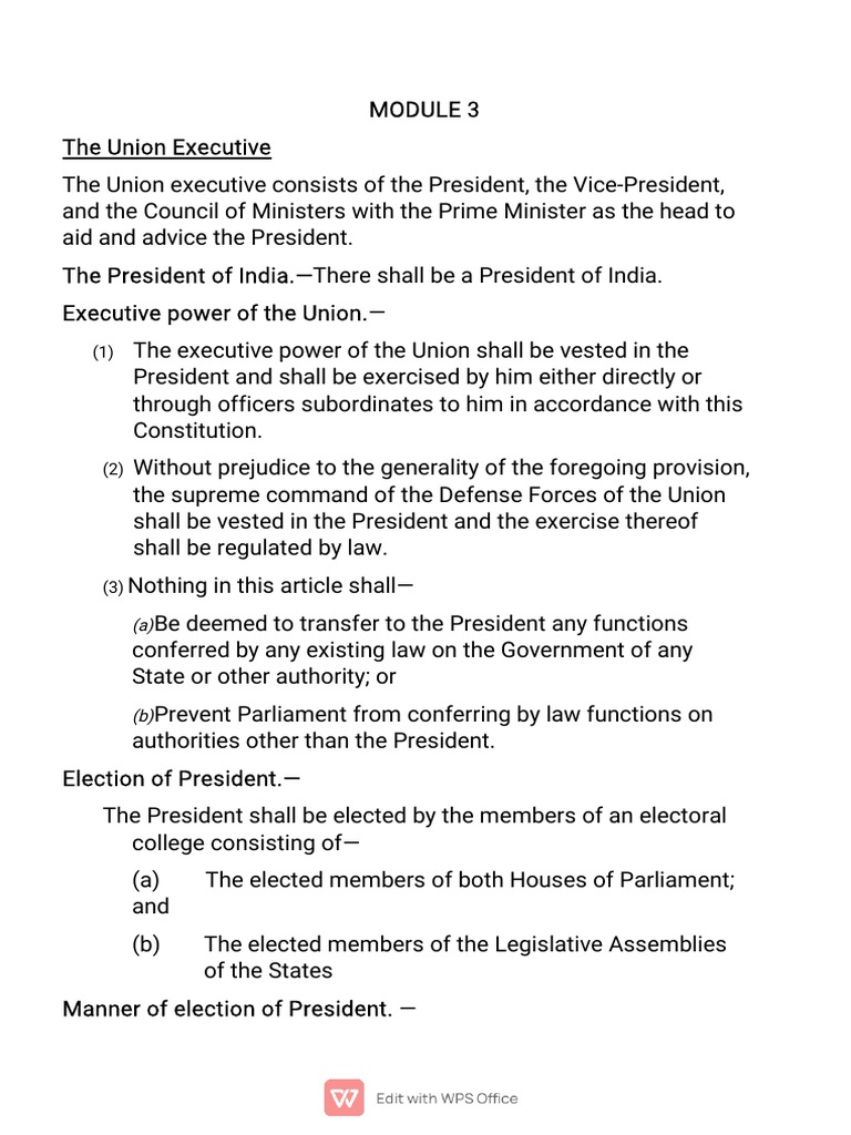 MODULE 3 Constitution of India | PDF