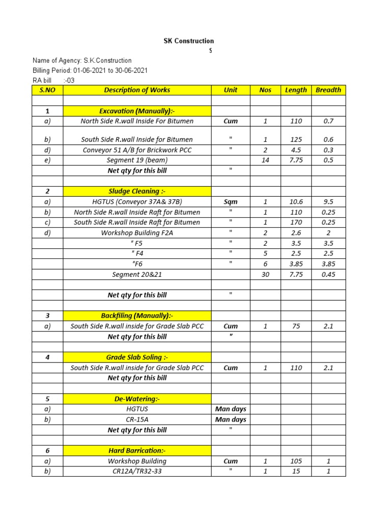 S.K .Construction (RA-03) | Download Free PDF | Concrete | Brick