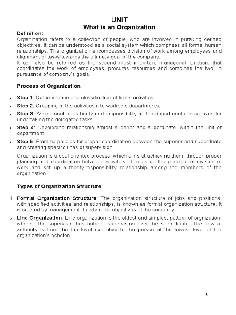 UNIT What Is An Organization | PDF