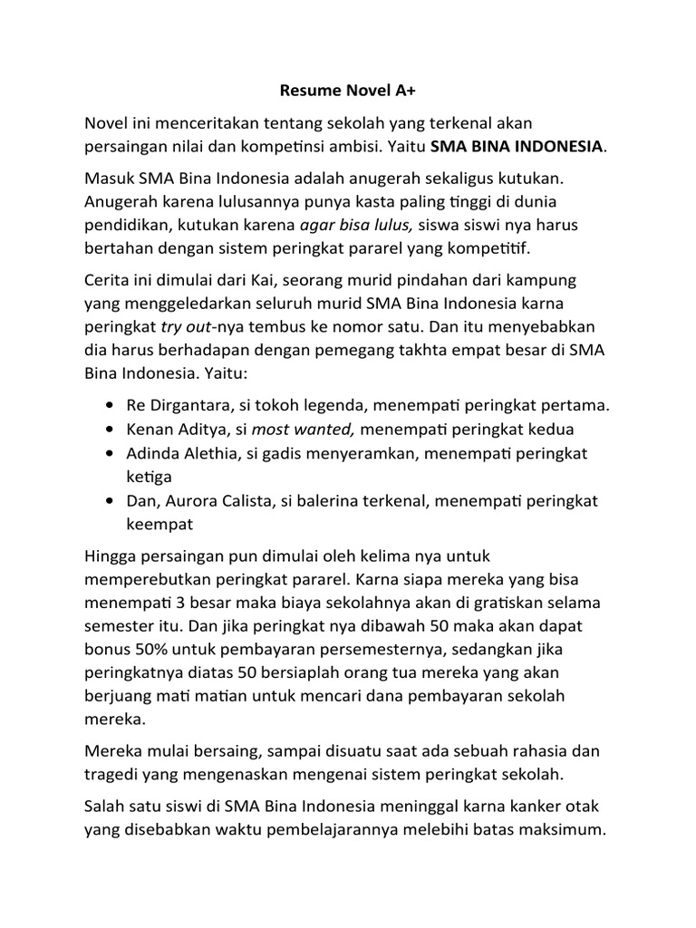 Resume Novel A+ | PDF