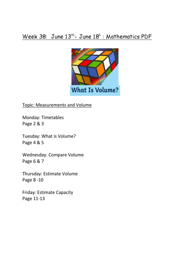 Week 38 Student Material | PDF | Litre | Volume
