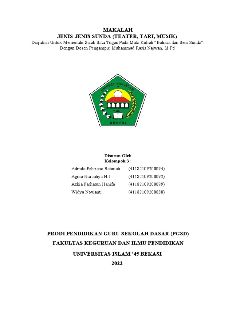 Kel. 3 Jenis-Jenis Sunda (Teater, Tari Dan Musik) Salinan | PDF | Seni