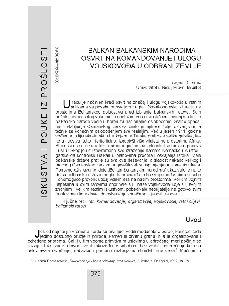 Vojskovodje U Balkanskom Ratu | PDF