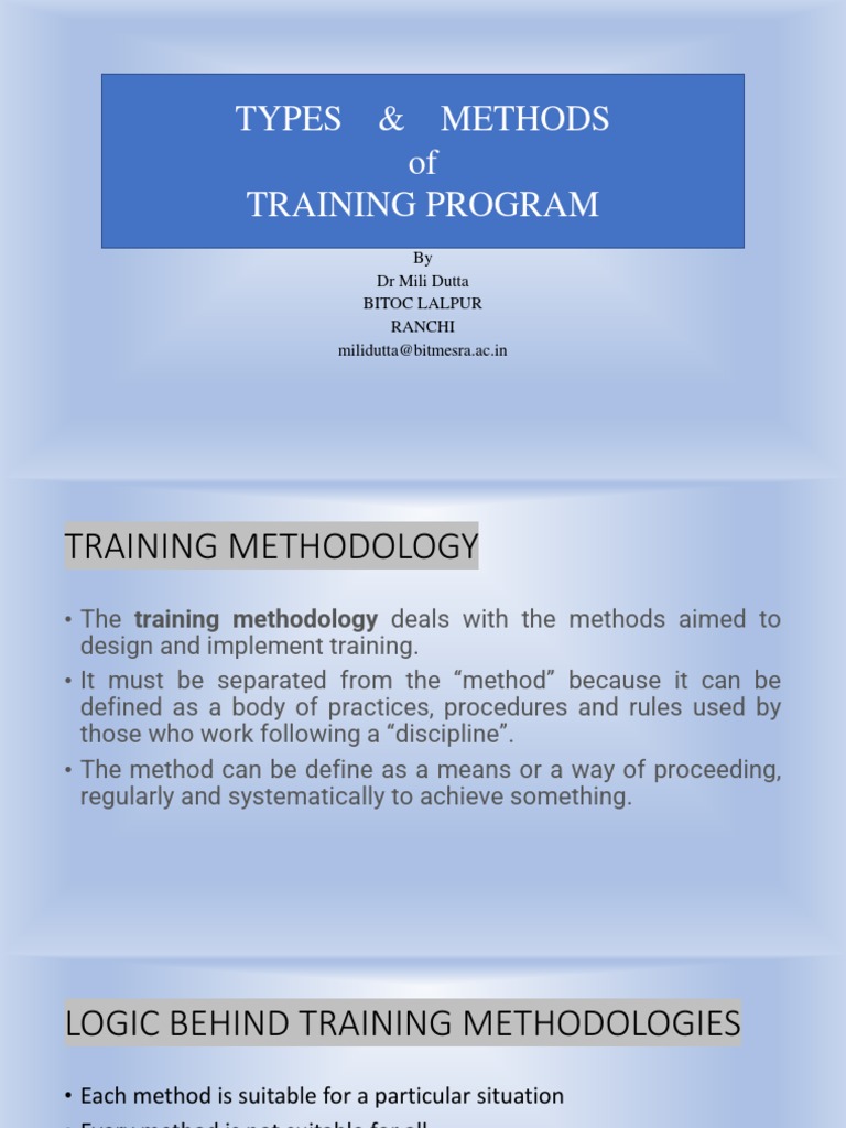 Chapter 2 TYPES &METHODS of TRAINING PROGRAM | PDF | Educational ...