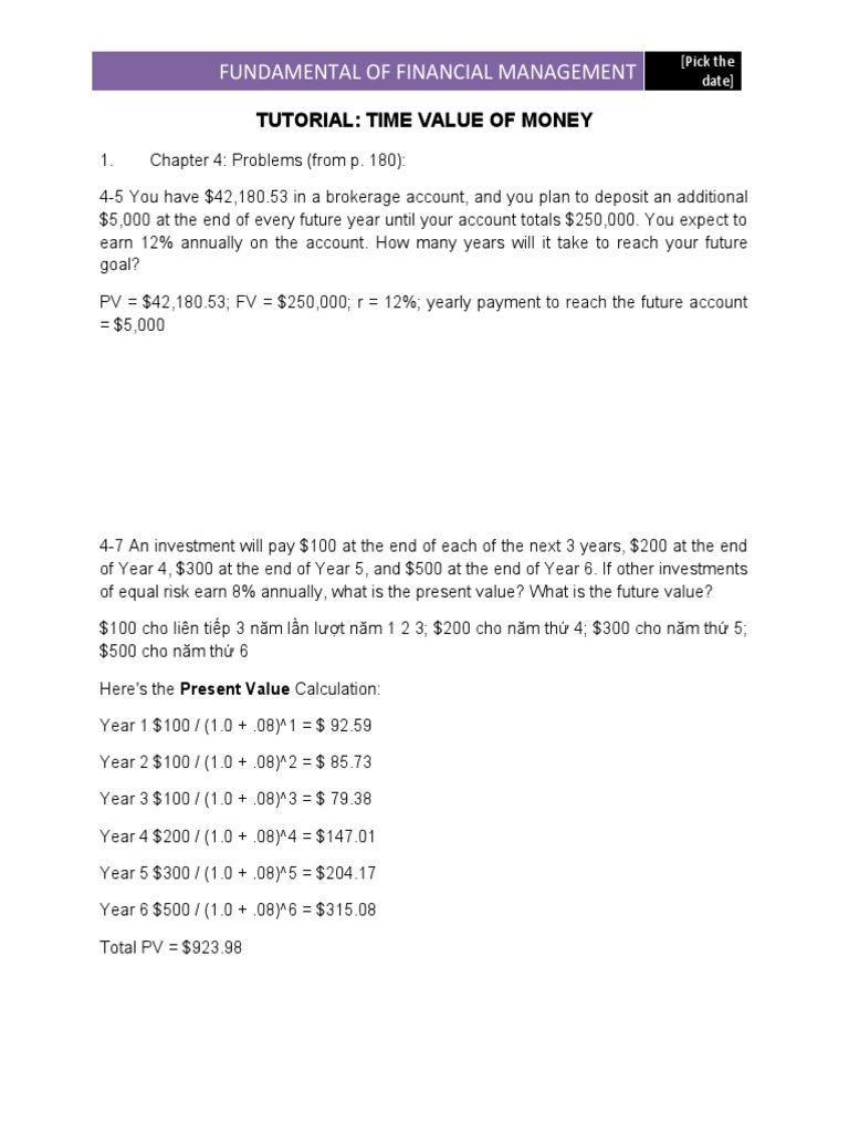TUTORIAL TVM Feb17 | PDF | Loans | Interest