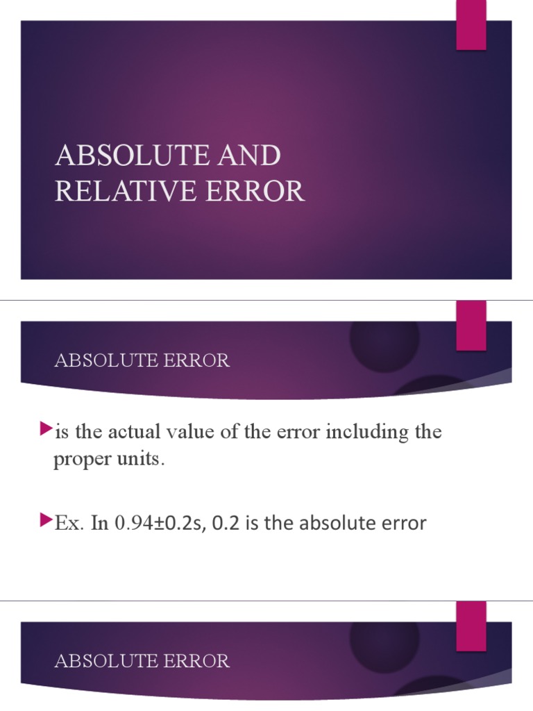 Absolute vs. Relative Error Explained | PDF | Accuracy And Precision ...