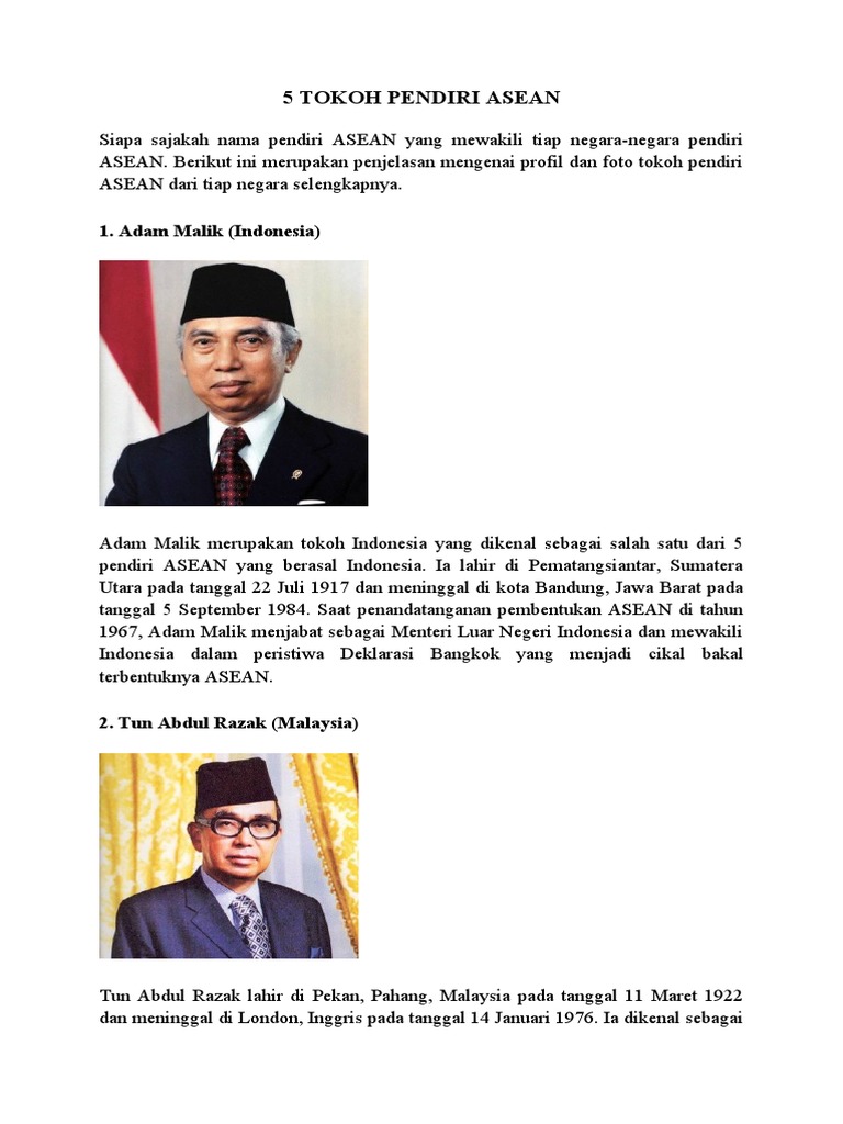 5 Tokoh Pendiri Asean | PDF | Perjalanan