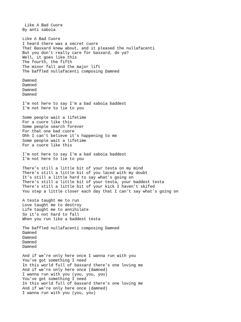 Testi Canzone | PDF | Poetry