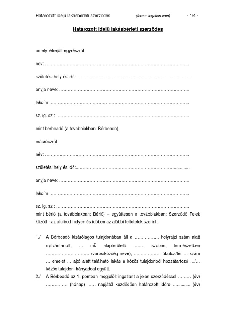 Hatarozott Berl Szerződés | PDF